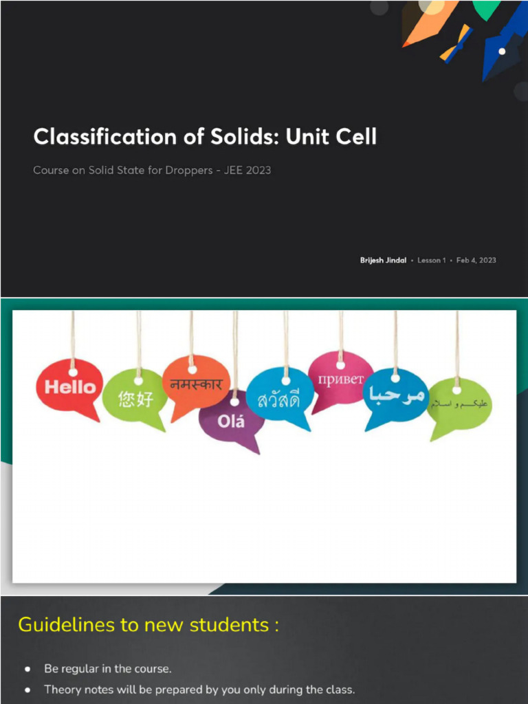 Classification of Solids Unit Cell With Anno | PDF