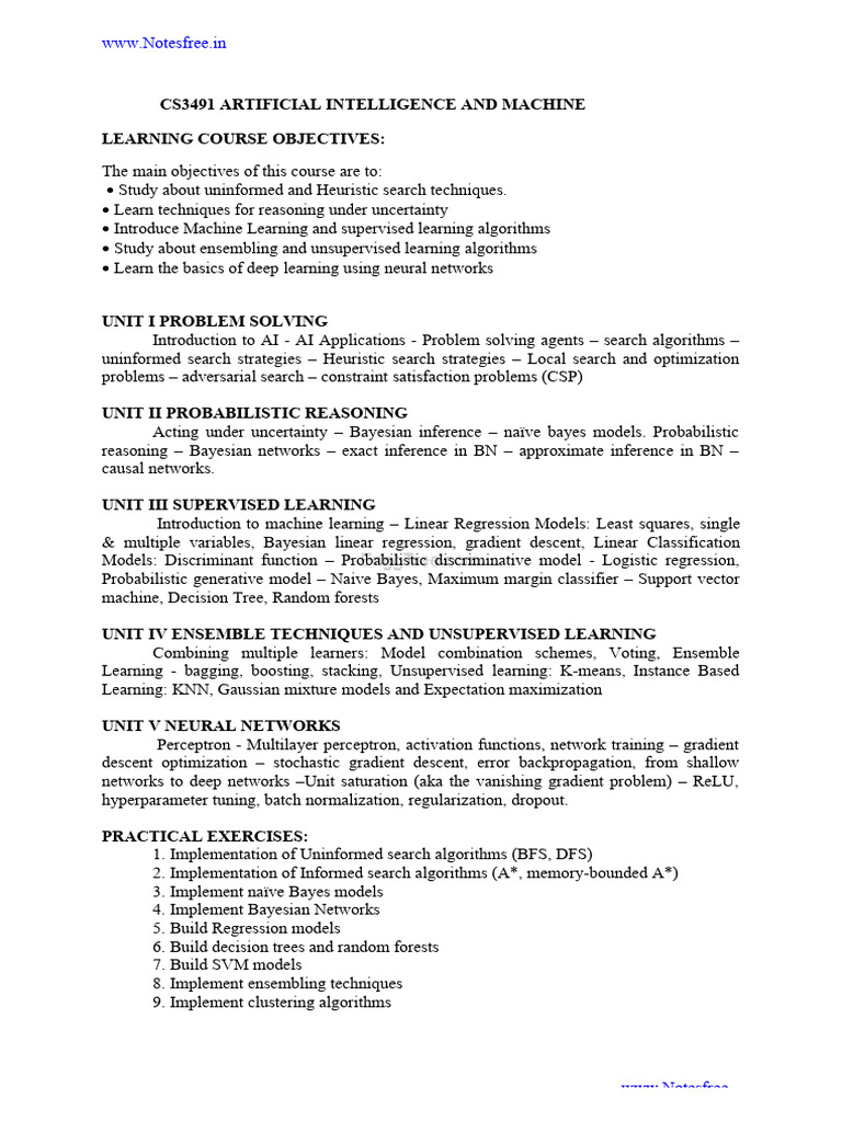 Artificial Intelligence and Machine Learning Question Bank | PDF | Least Squares | Bayesian Network