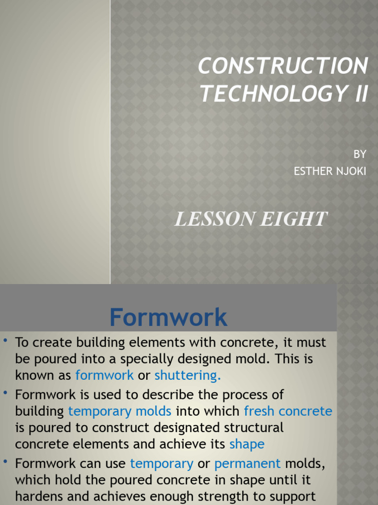 Construction Technology II Lesson 8 | PDF | Concrete | Plywood