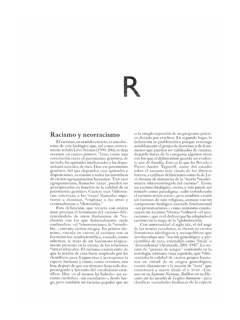 Racismos y Neo-Racismos (María Valdés) | PDF | Discriminación y ...