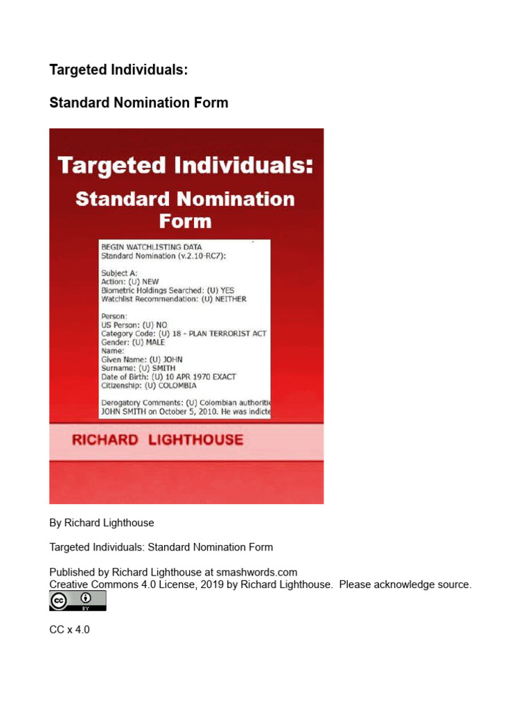 Targeted Individuals Standard Nomination Form | PDF | United States ...