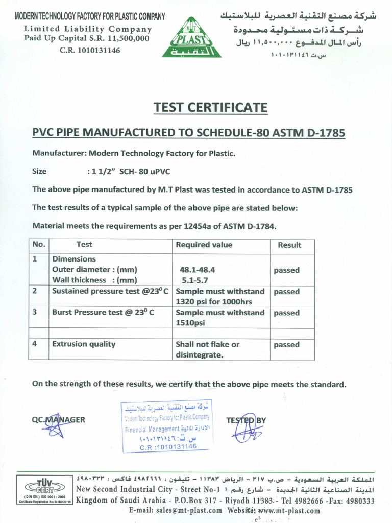 1-1-2 INCH SCH-80 TEST CERTIFICATE0001 | PDF