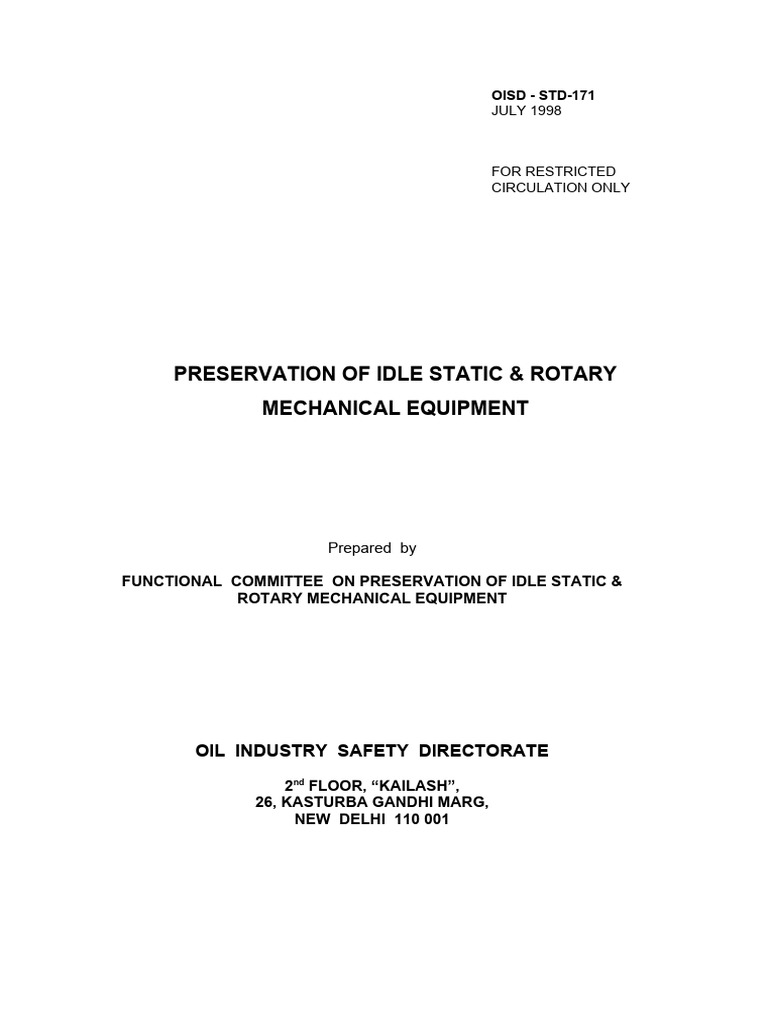 Preservation of Idle Mechanical Equipment | PDF | Pump | Boiler