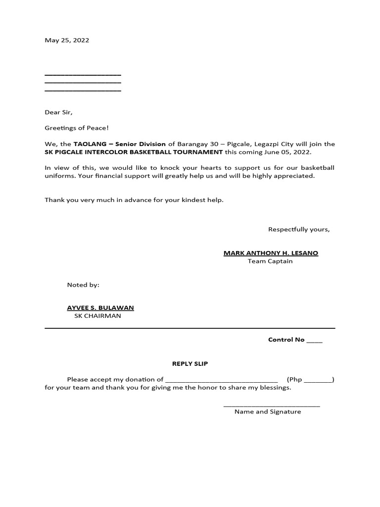 Basketball Solicitation Letter | PDF