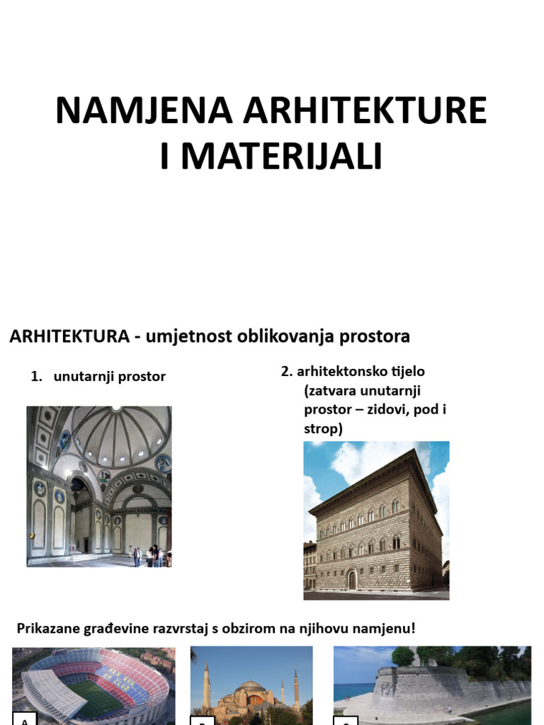 Namjena Arhitekture I Materijali | PDF