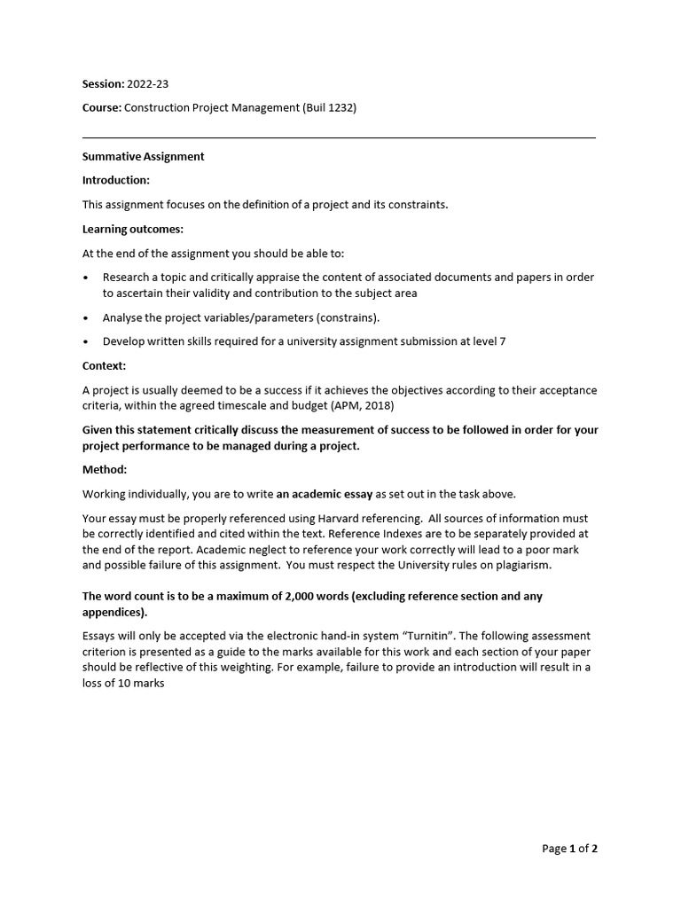 Construction Project Management Essay Guide | PDF | Educational ...