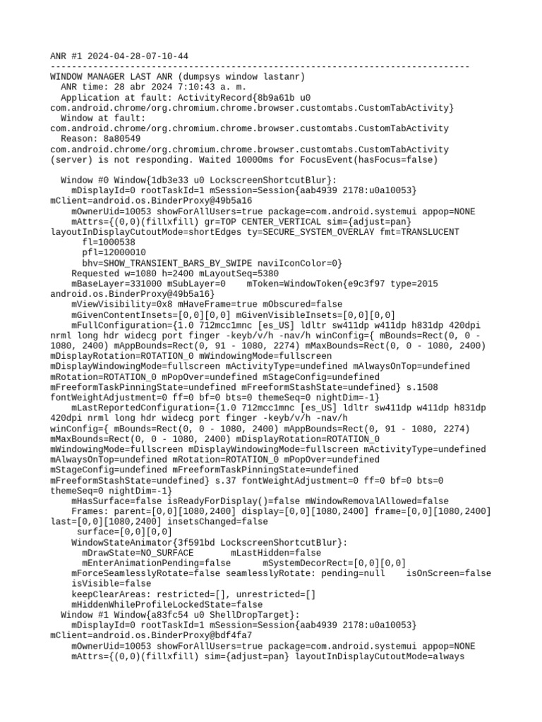 Dumpsys ANR WindowManager | PDF | Information Appliances | Operating System Families