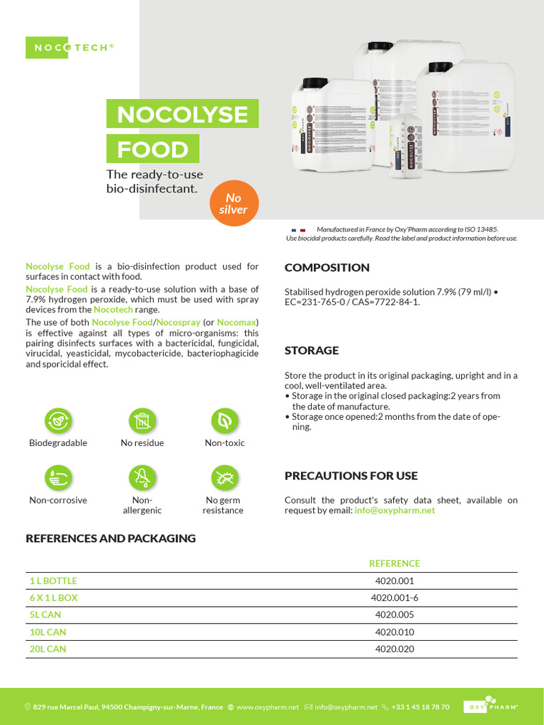 Nocolyse Food Bio-Disinfection Guide | PDF