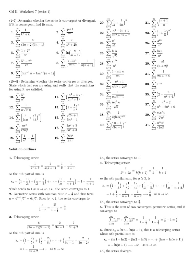 Convergence Tests Worksheet | PDF | Mathematics | Functions And Mappings