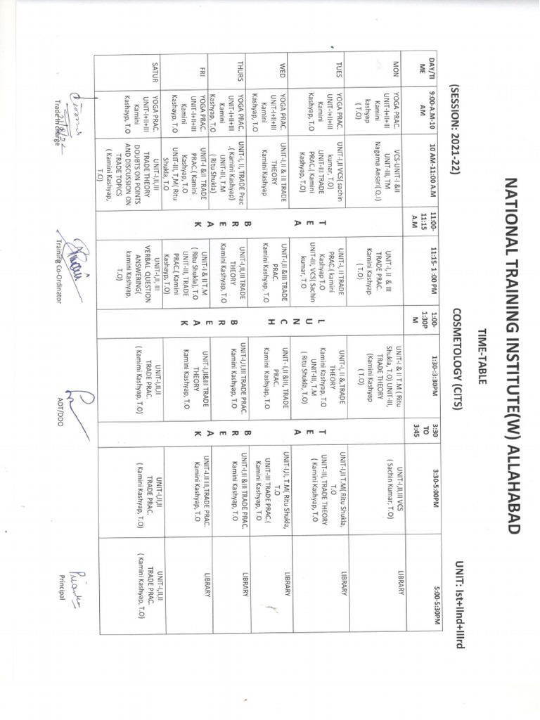 Time Table Cits & CTS | PDF