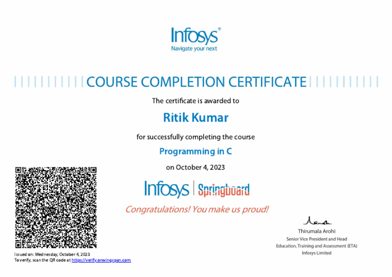 Ritik Kumar: Programming in C | PDF