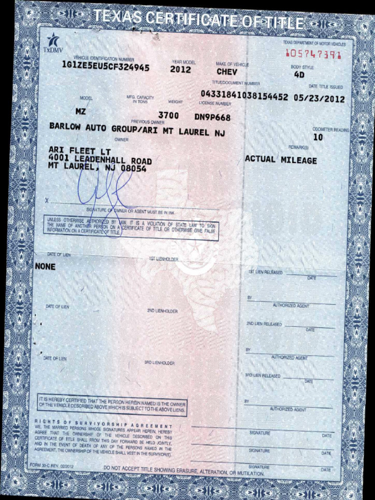 Texas Vehicle Title Information | PDF | Vehicles | Civil Law (Common Law)