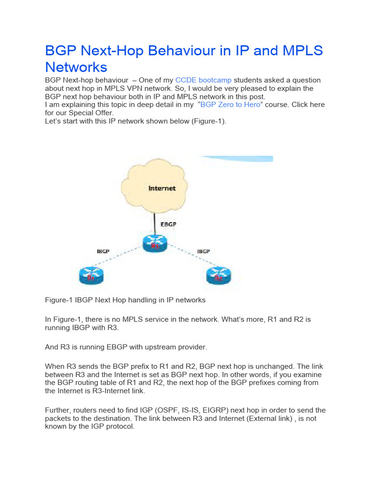 BGP Next-Hop Process in IP and MPLS Networks | PDF | Networking | Multiprotocol Label Switching
