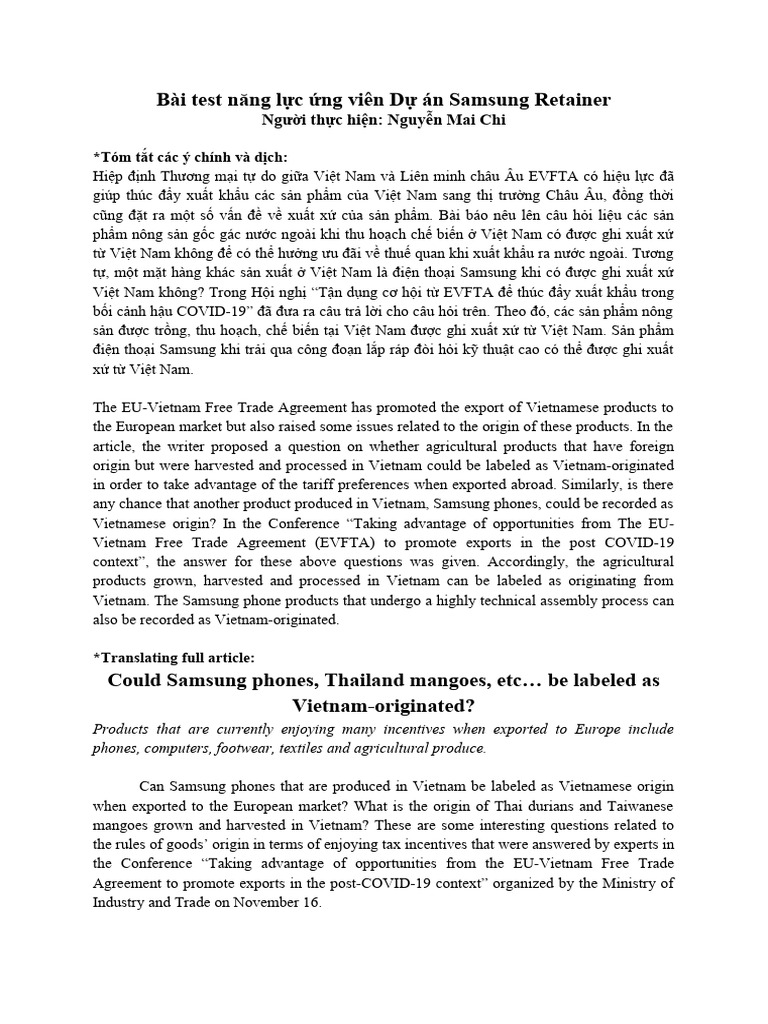 Đánh Giá Năng L C D Án Samsung Retainer | PDF | Chocolate | Exports