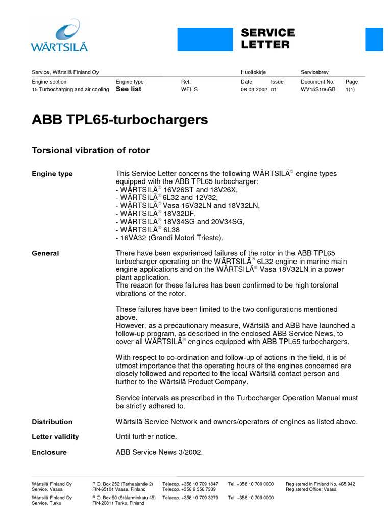 ABB TPL 65 Turbochargers - Torsional Vibration of Rotor | PDF ...