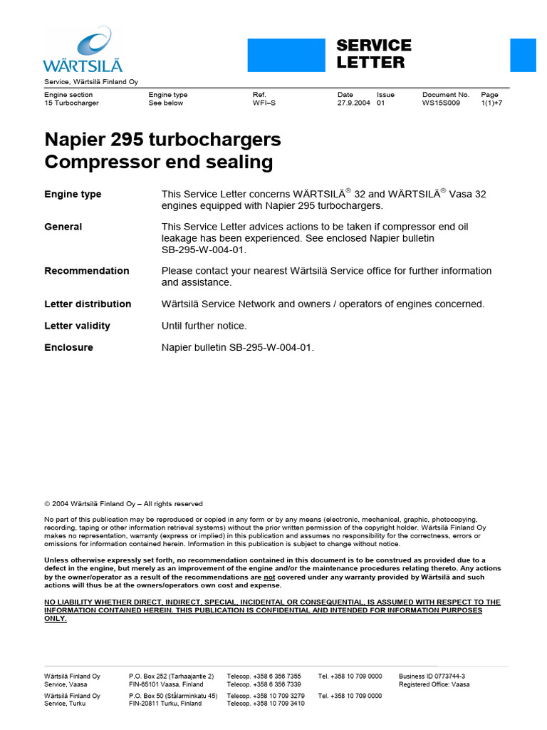 Napier 295 Turbochargers - Compressor End Sealing | PDF | Breach Of ...