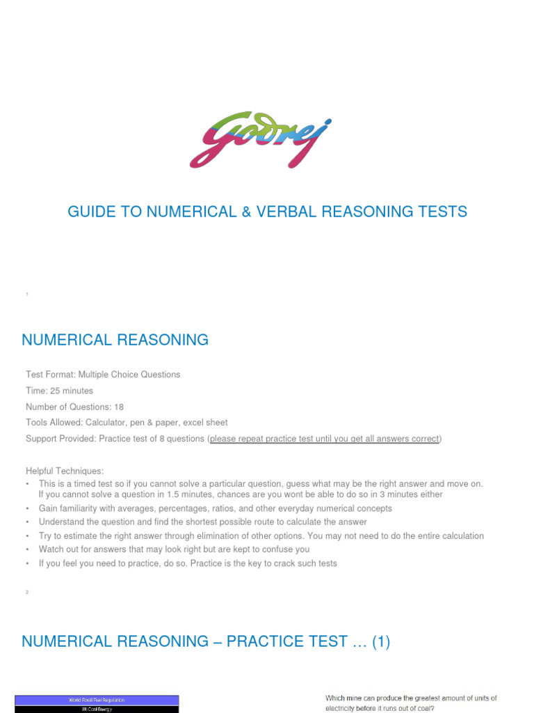 Numerical & Verbal Reasoning Tests | PDF | Multiple Choice | Cognition