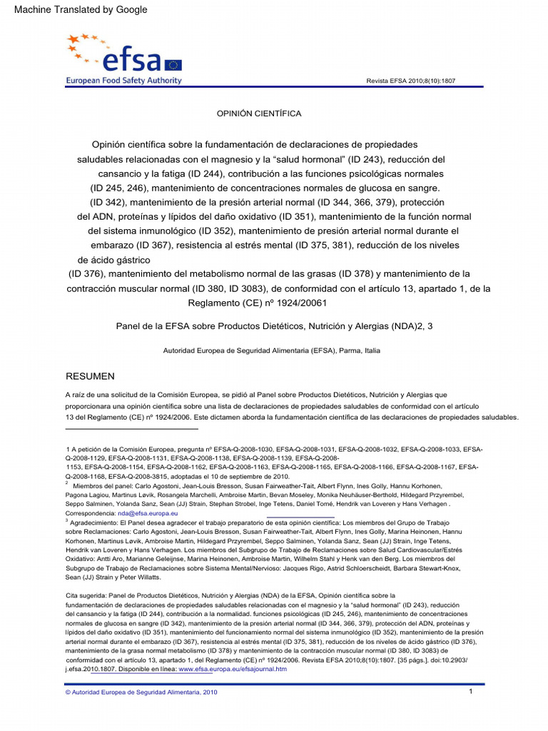 EFSA Journal - 2010 - Scientific Opinion On The Substantiation of ...
