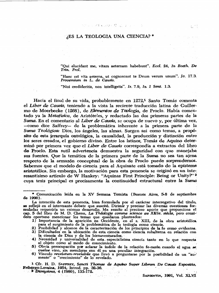 La teología como ciencia: análisis y debate | PDF | Tomás de Aquino ...