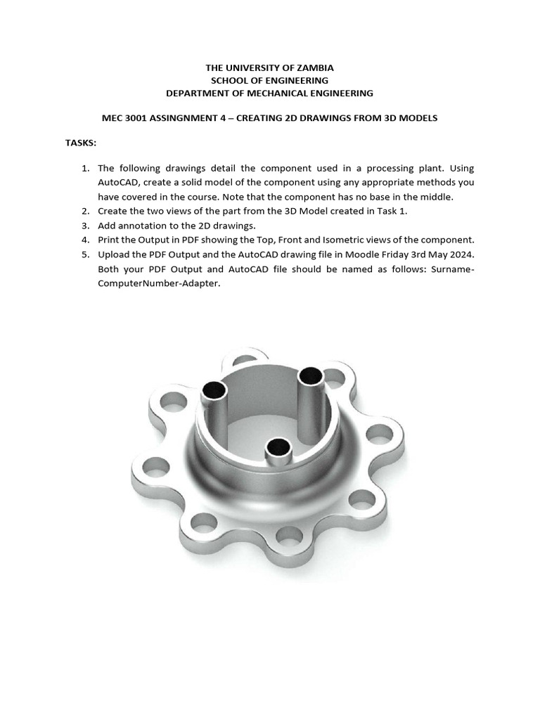 Assignment 4-AutoCAD 2D Drawings From 3D Model | PDF