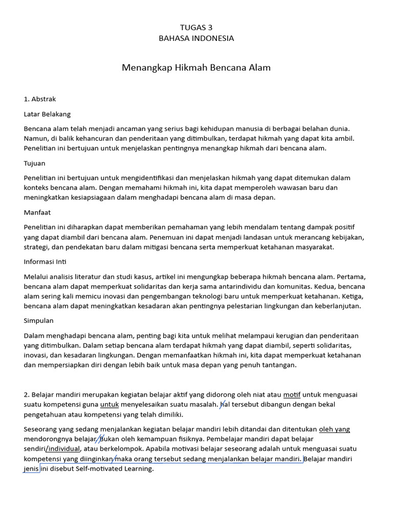 Tugas 3 Bahasa Indonesia | PDF