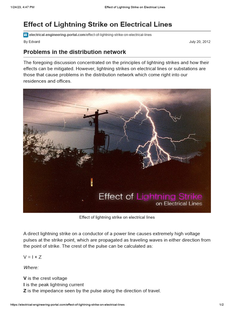 Effect of Lightning Strike On Electrical Lines | PDF | Electric Power ...