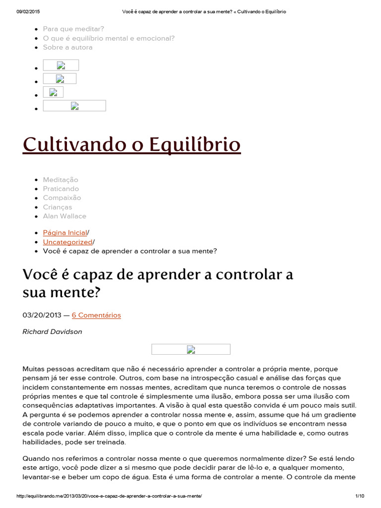 Controle da Mente: É Possível Aprender? | PDF | Aprendizado | Cérebro