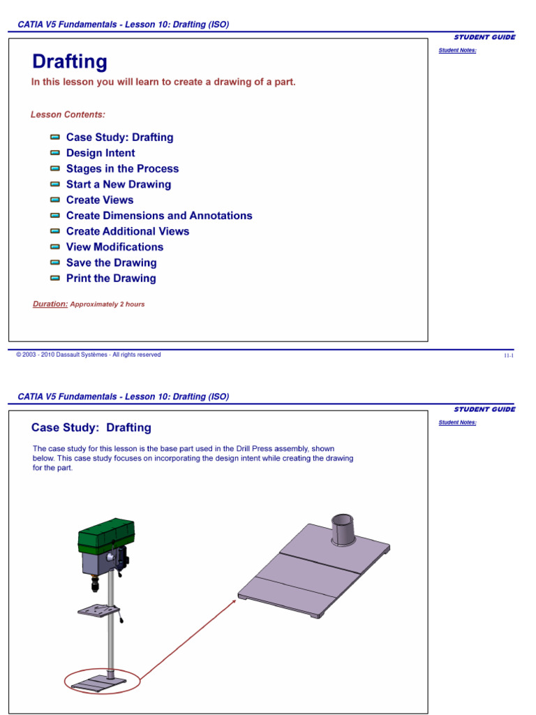 CATIA V5 Lesson 10: Drafting Guide | PDF | Proprietary Software ...