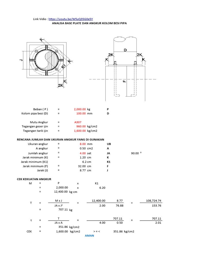 136 Analisa Base Plate Dan Angkur Kolom Besi Pipa 2 | PDF