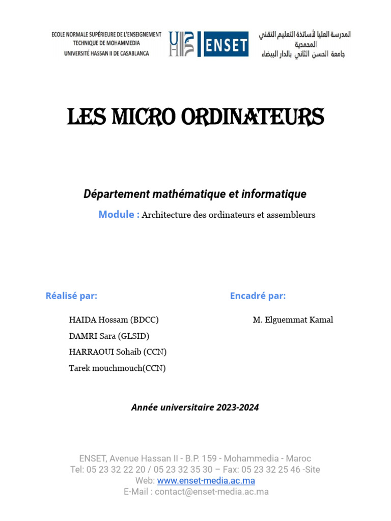 Rapport Micro Ordinateur | PDF | Ordinateurs personnels | Informatique