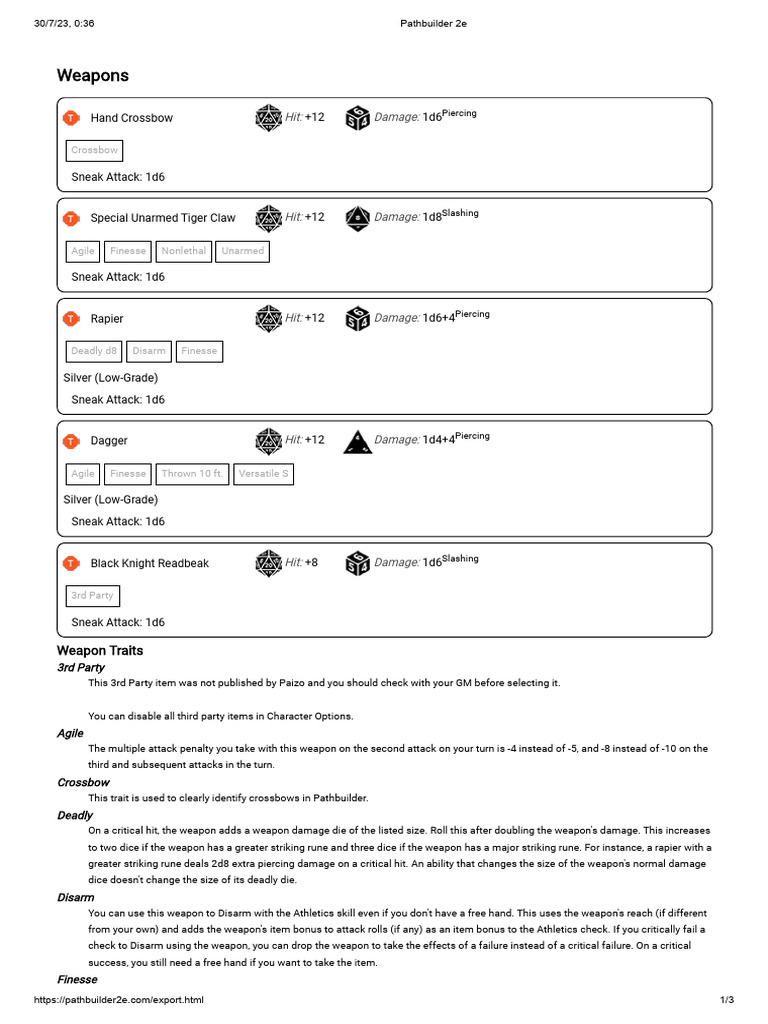 Eastern Weapons Overview for Pathfinder | PDF | Sword | Blade Weapons