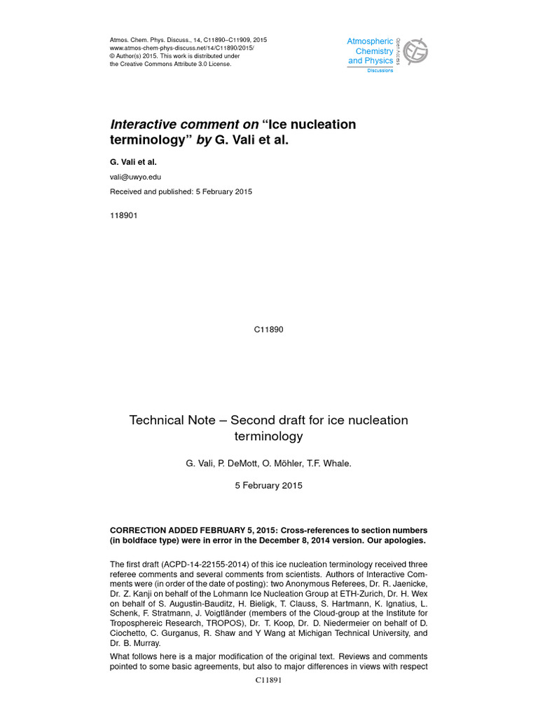 Ice Nucleation Terminology Explained | PDF | Nucleation | Freezing