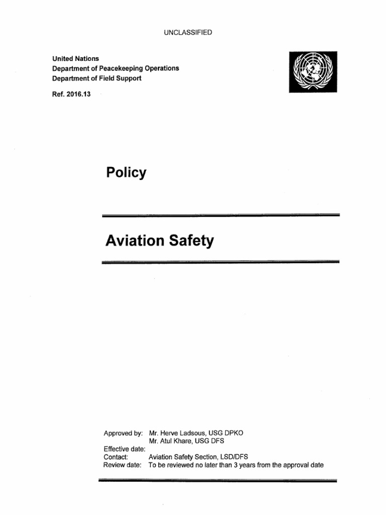 UN Aviation Safety Policy Overview | PDF | Search And Rescue | Risk ...