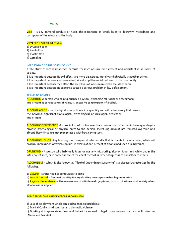Vices | Download Free PDF | Alcoholism | Prostitution
