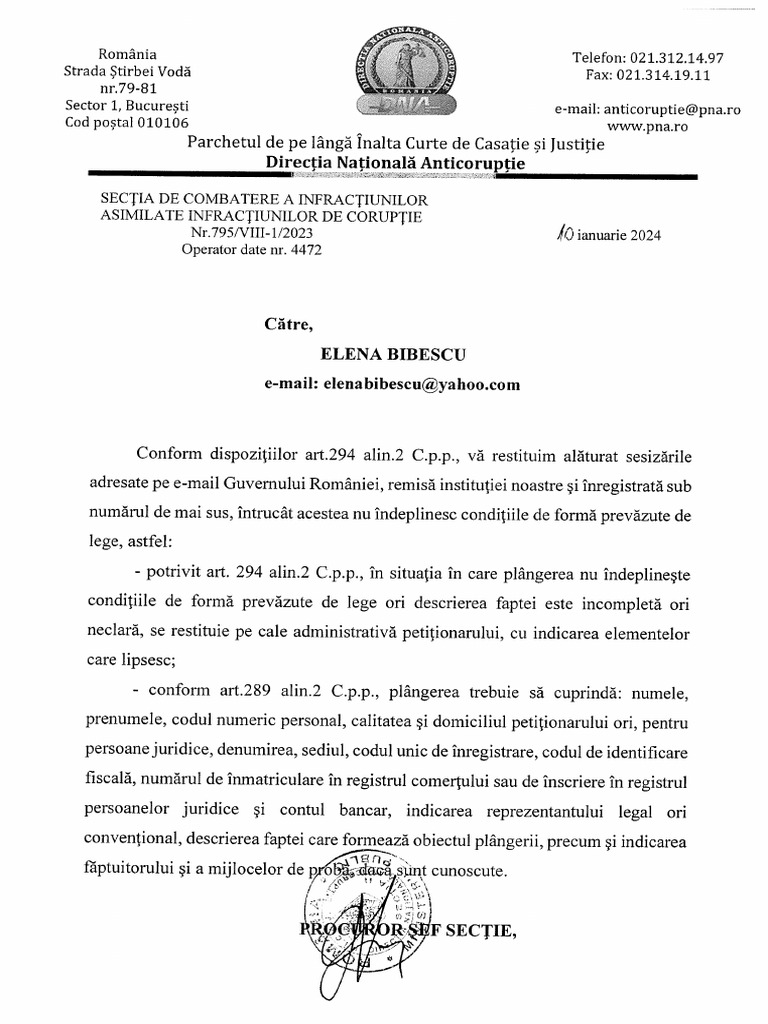 Romania's National Anticorruption Directorate (DNA) - December 2023 | PDF