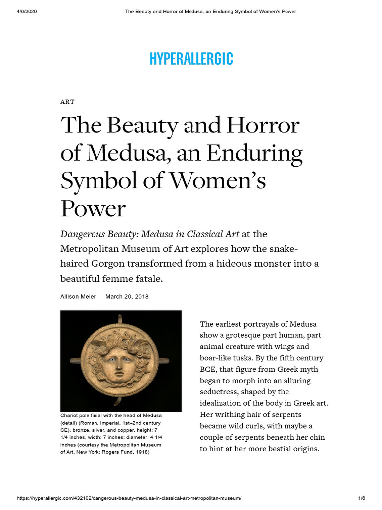 The Beauty and Horror of Medusa, An Enduring Symbol of Women's Power | PDF | Medusa