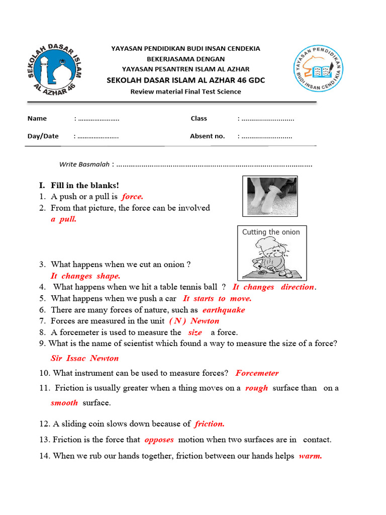 review science grade 3 PAT Juni 2021 | PDF