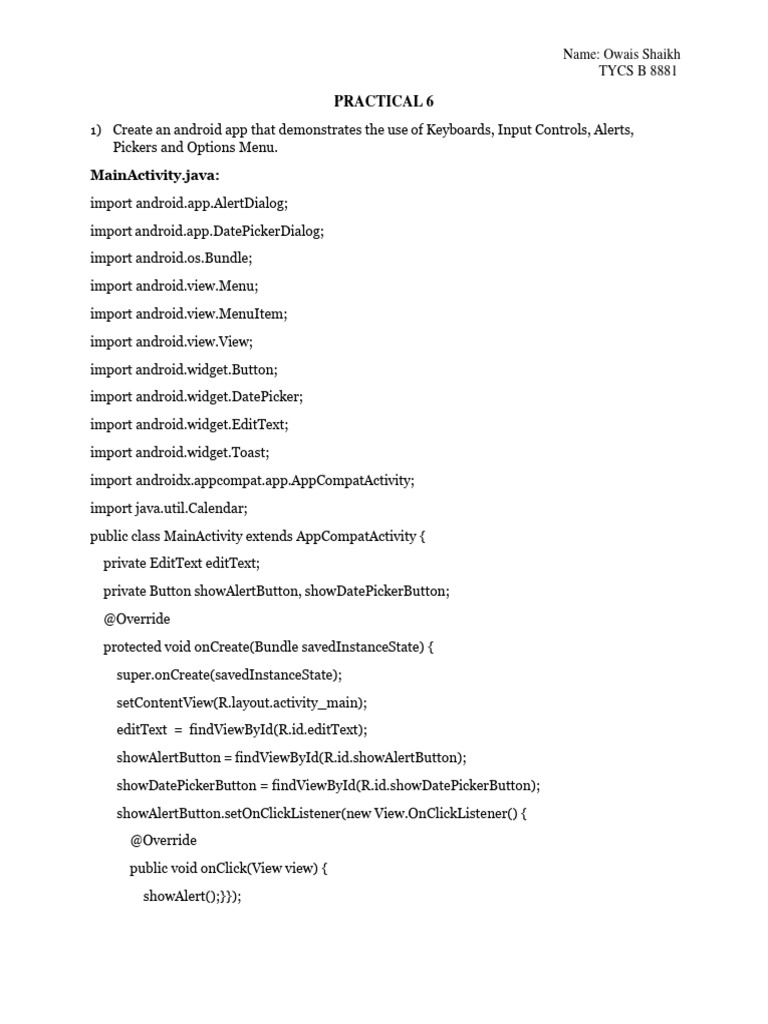 8881 Practical 6 | PDF | Android (Operating System) | Mobile Software