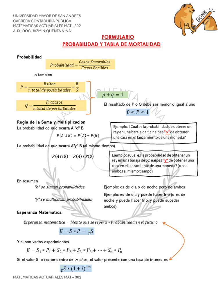 Formulario Probabilidades | Descargar gratis PDF | Probabilidad | Matemáticas
