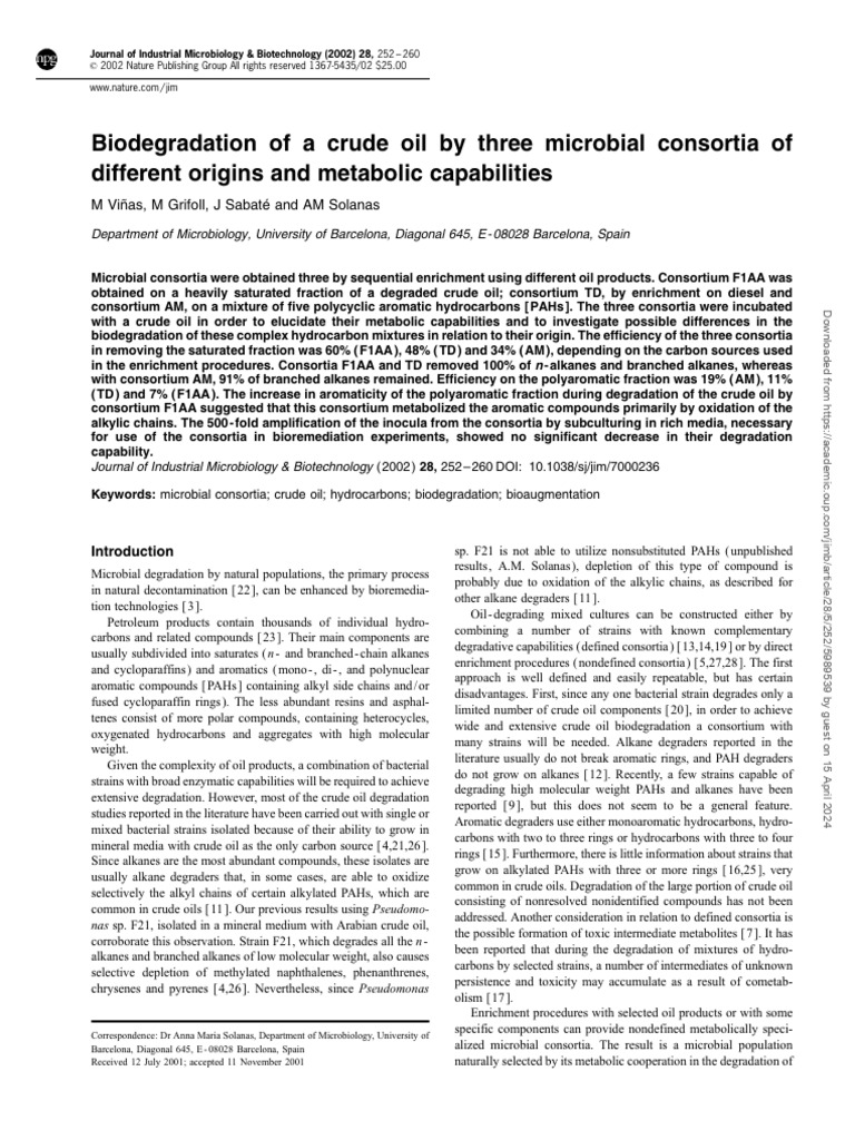 Biodegradation of A Crude Oil by Three Microbial Consortia - COMPLETO ...