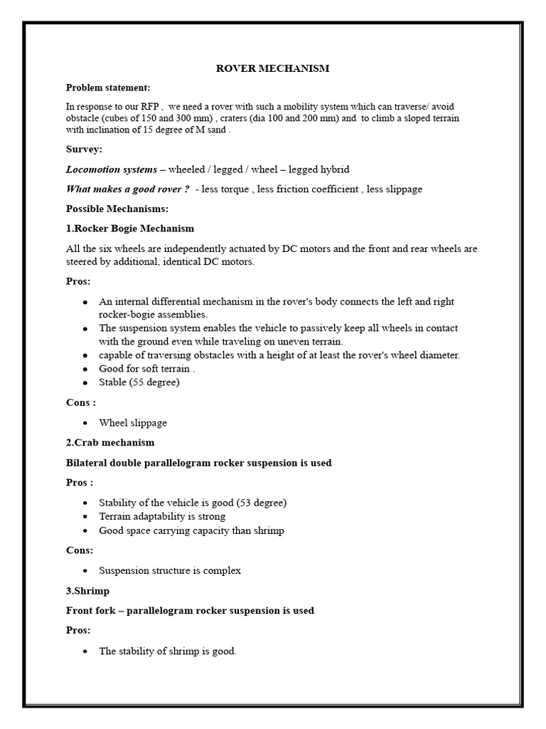 Rover Mechanism Review1re | PDF | Automotive Industry | Transportation ...