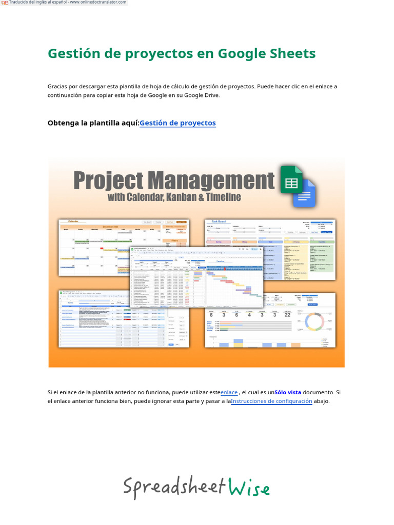 ProjectManagement (2) .En - Es | PDF | Hoja de cálculo | Software