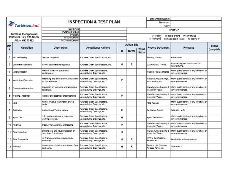 Inspection Test Plan | PDF | Specification (Technical Standard ...
