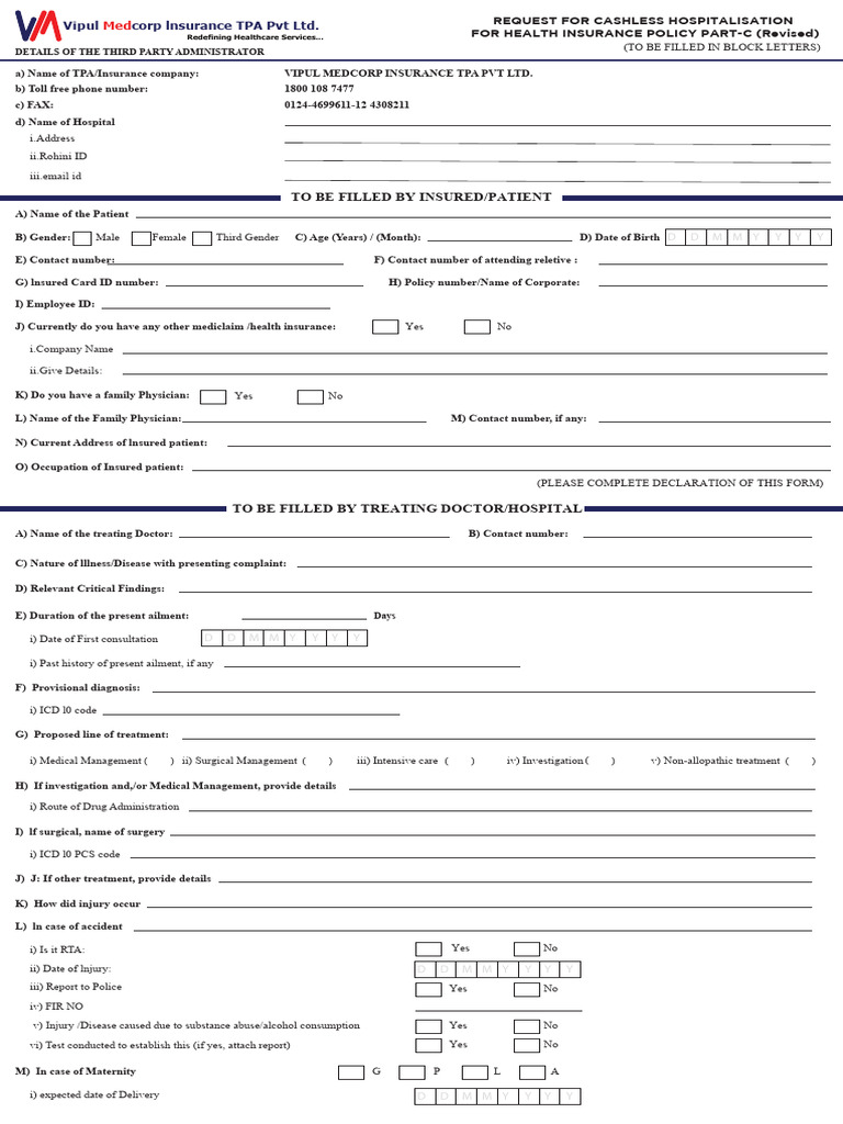 Vipul Pre - Auth | Download Free PDF | Insurance | Hospital