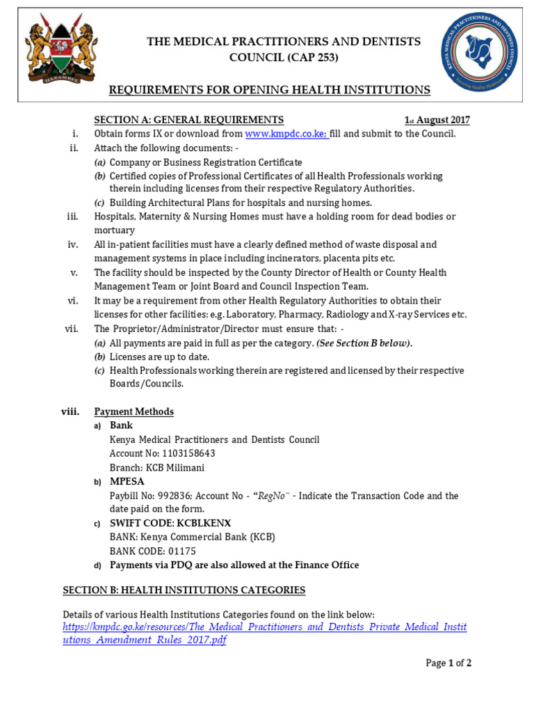 Requirements for Opening Clinics in Kenya | PDF | Hospital | Health Care
