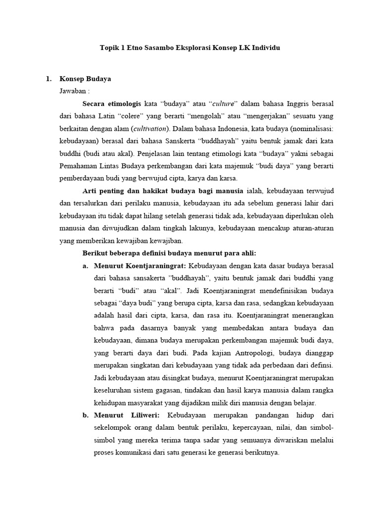 Topik 1 LK Individu Etno Sasambo Eksplorasi Konsep | PDF