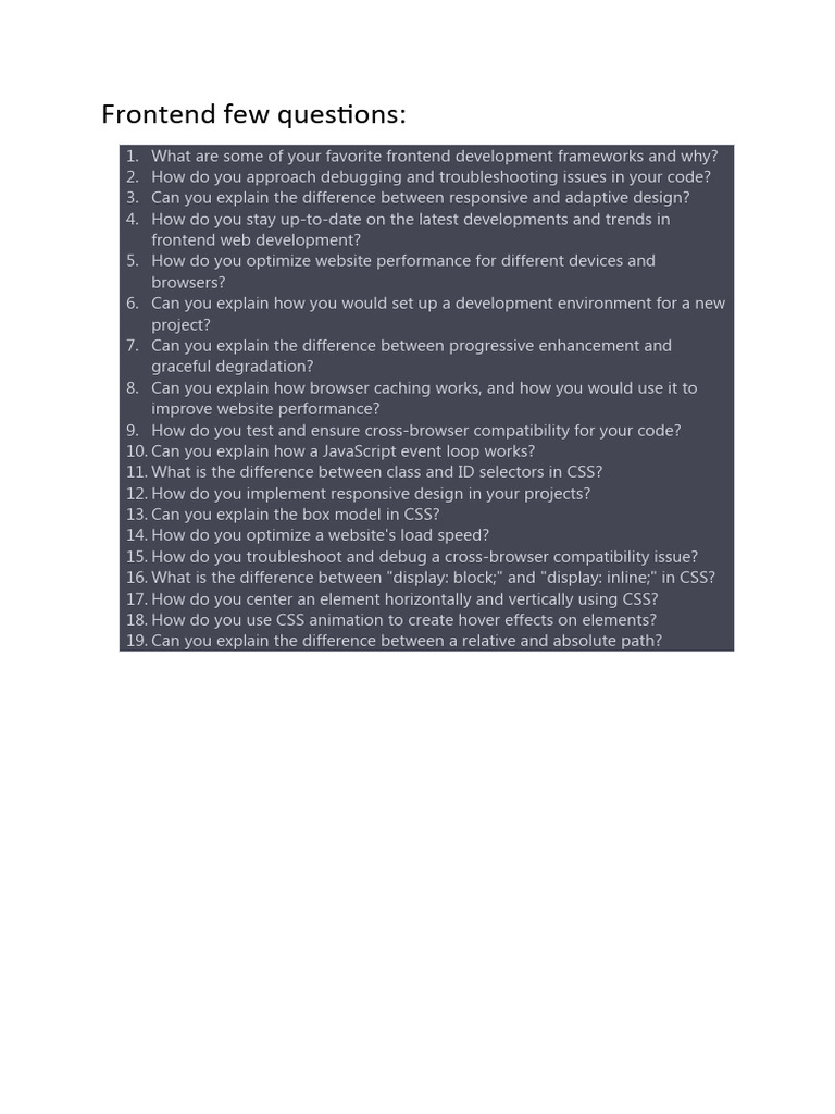 Frontend Few Questions | PDF | Computers