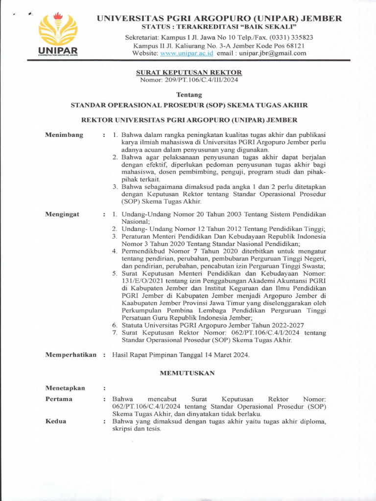 SK Sop Skema Tugas Akhir | PDF