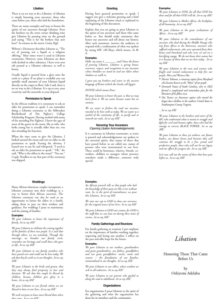 Libation Ceremony | PDF