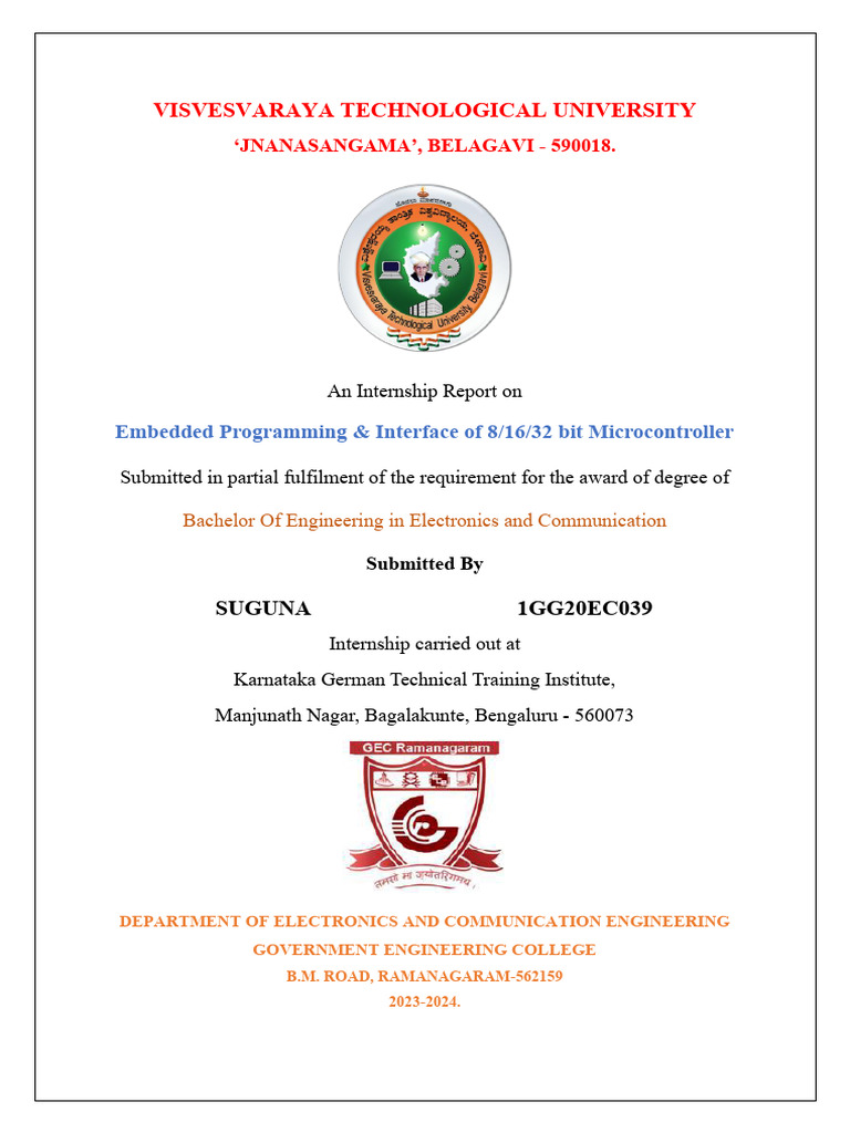 Engineering Internship Report | PDF | Embedded System | Microcontroller